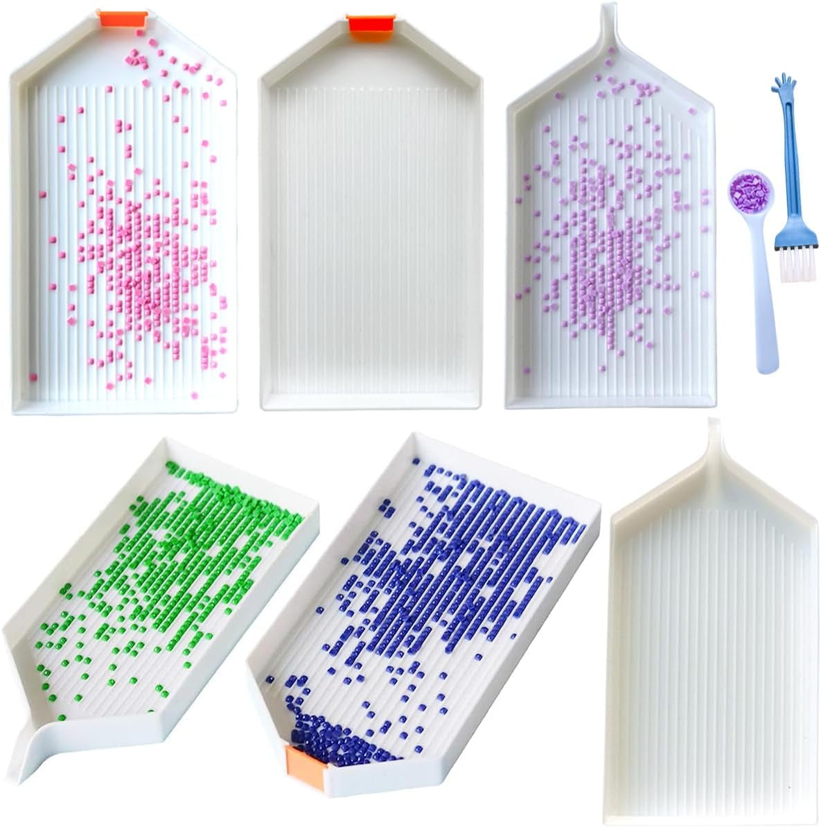 6 Pcs Diamond Painting Trays, Large Plastic Bead Sorting Trays Diamond ...