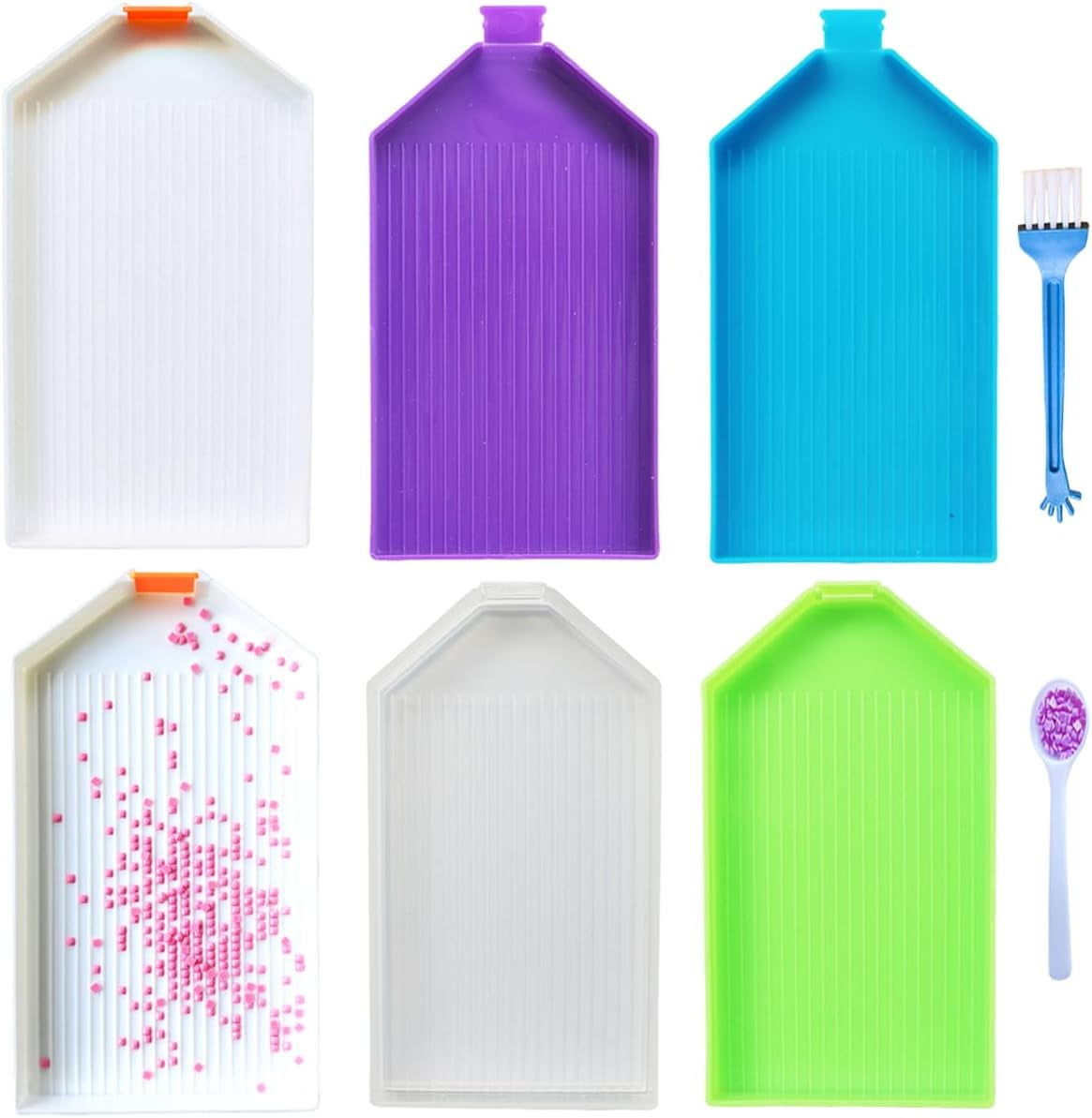 6 Pcs Diamond Painting Trays, Plastic Bead Sorting Trays, Big Diamond ...