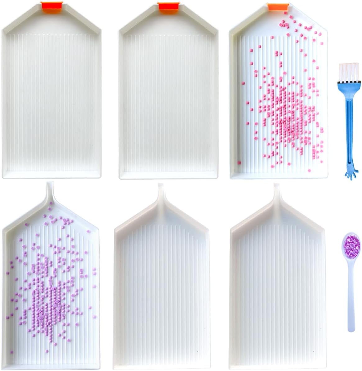 6 Pcs Diamond Painting Trays, White Plastic Bead Sorting Trays, Big ...