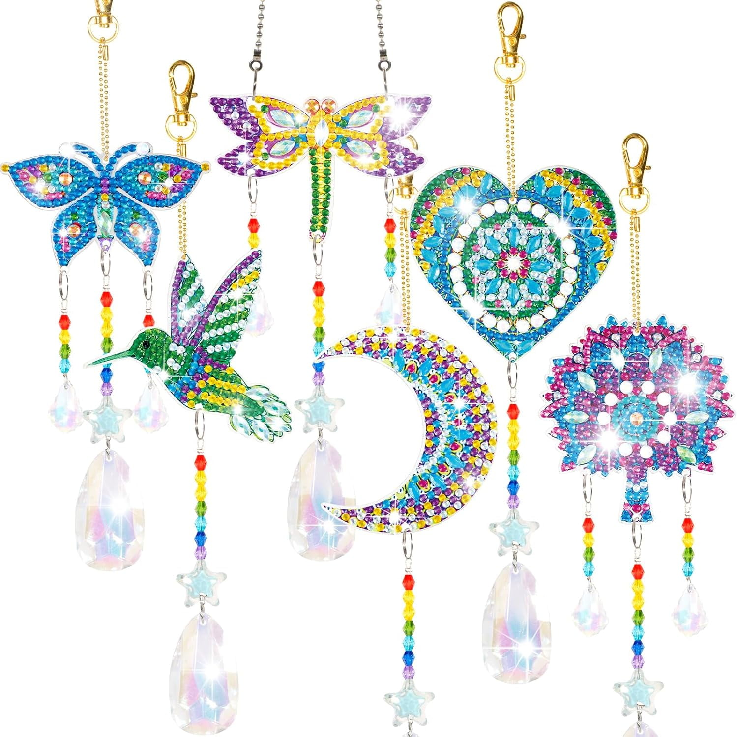 6 Pcs Diamonds Paintings Suncatcher, Double Sided 3D Diamonds Paintings ...