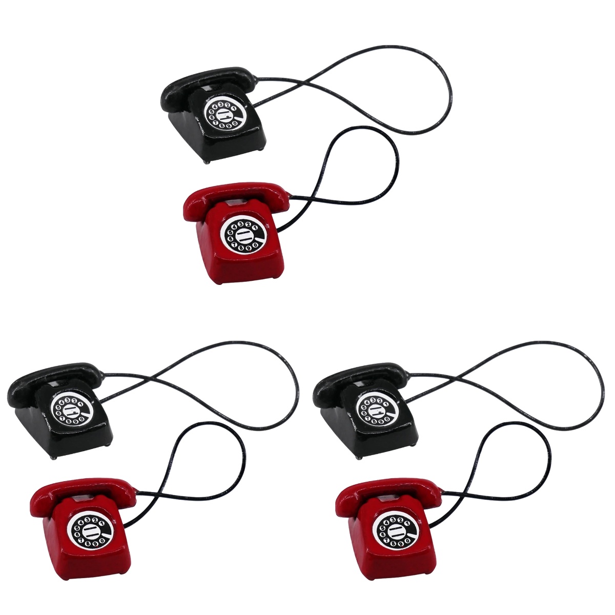 6 Pcs Doll House Phone Micro Retro Telephone Figurine Vintage Mini Toy ...