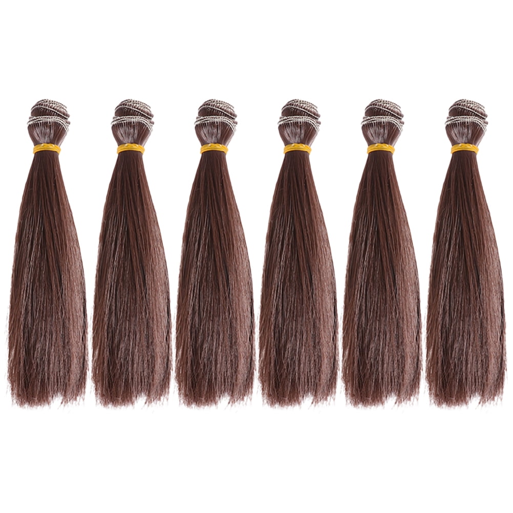 6 Pcs Doll Wig Black Straight Human Hair Crafts Supplies Row High ...