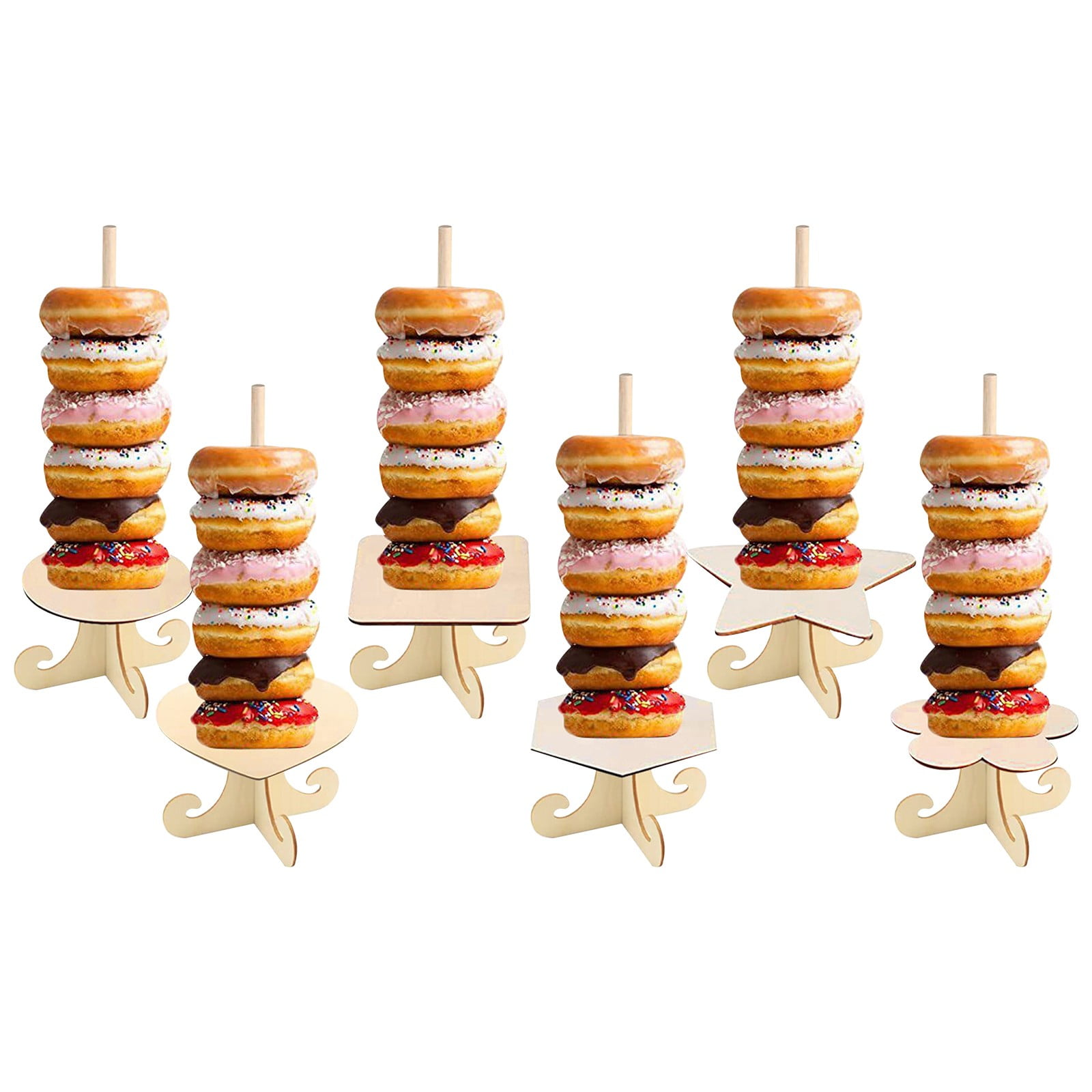 6 Pcs Donut Stand Holder For Dessert Table Wood Stand Reusable Donut ...