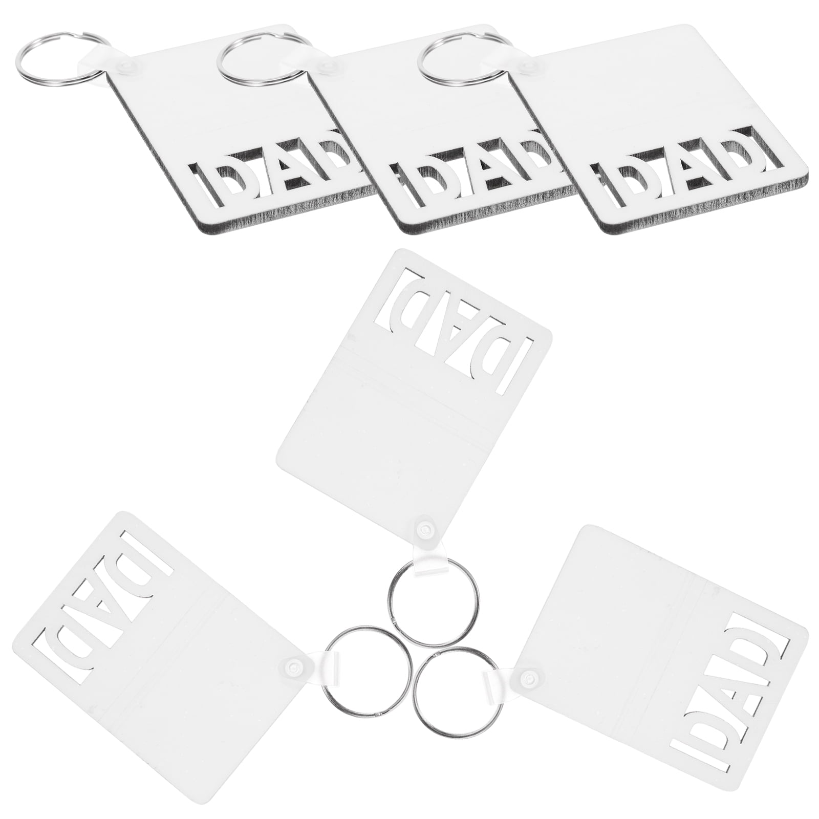 6 Pieces Double-Sided Sublimation Keychains Dad Sign Lanyard Holder for ...