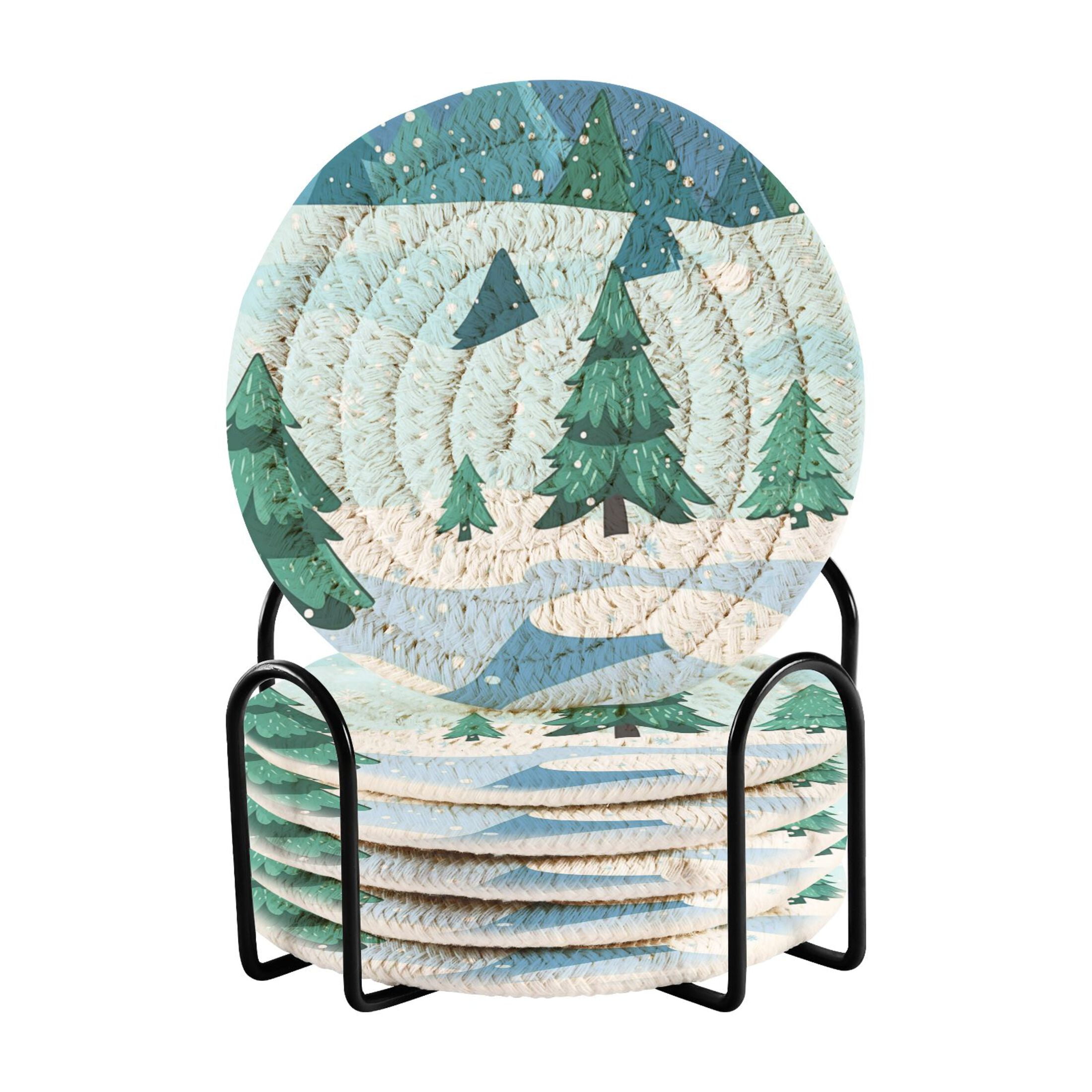 6 Pcs Drink Coasters with Holder Absorbent Coasters Minimalist Home ...