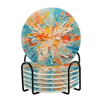 Drink Coasters with Holder, Set of 6 Silicone Coasters Tabletop ...