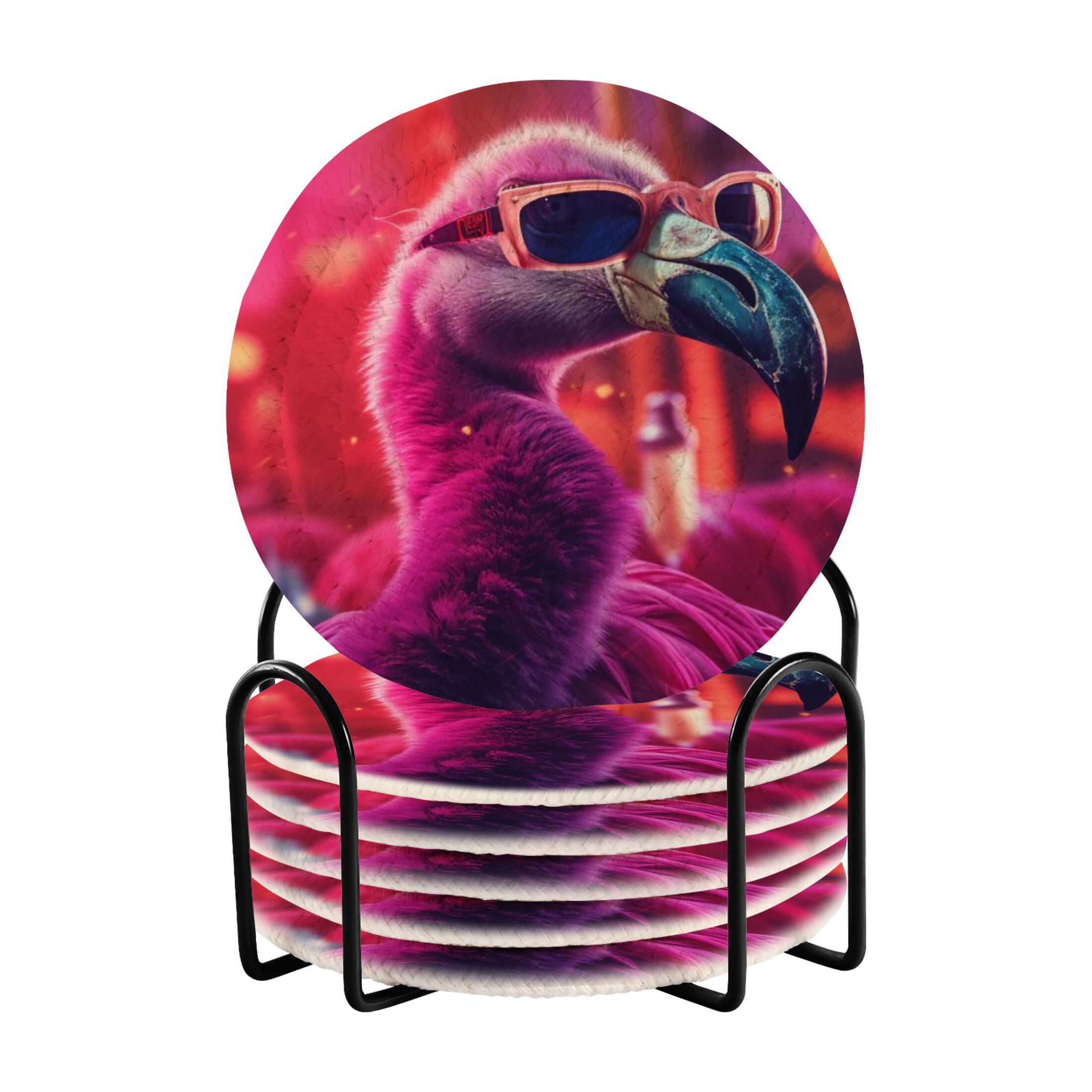 6 Pcs Drink Coasters Sets with Holder Pads Cotton Cup Heat-Resistant ...