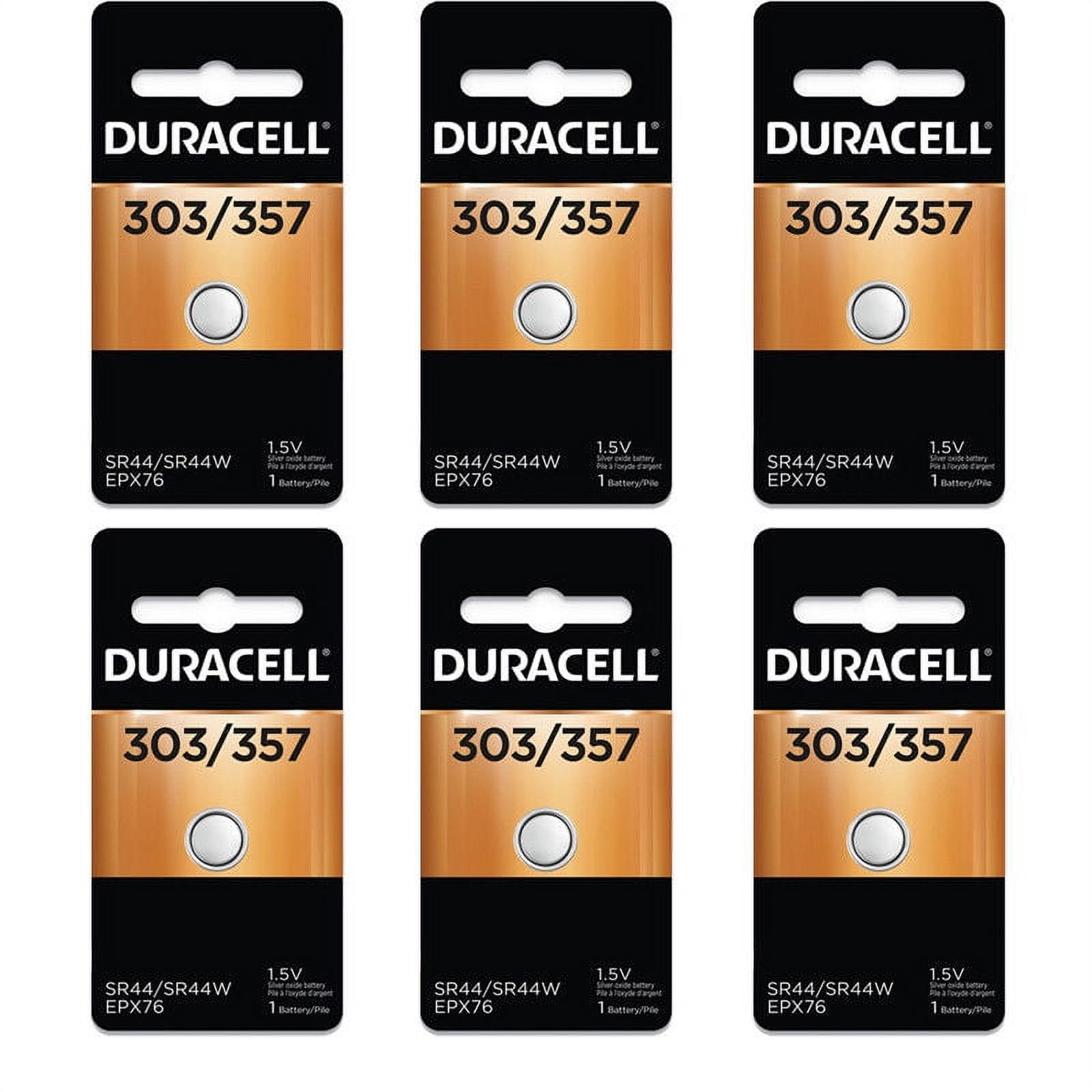 6 Pcs Duracell 357/303 LR44 A76 PX76 SR44W/SW AG13 Silver Oxide Battery ...