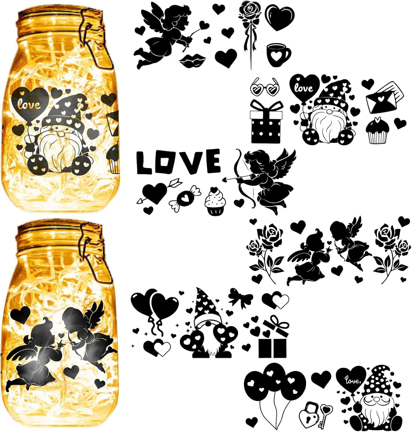 6 Pcs Dwarf Mason Jar Silhouettes Cutout Decals Decor Mother‘s Day ...
