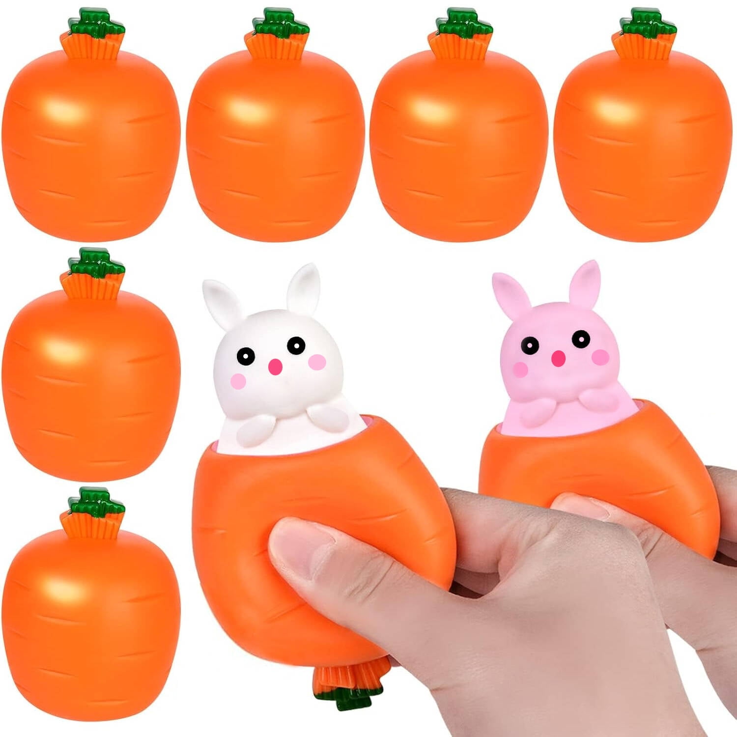 6 Pcs Easter Carrot Rabbit Fidget Toys Adults, Rabbit Squeeze Ball for ...