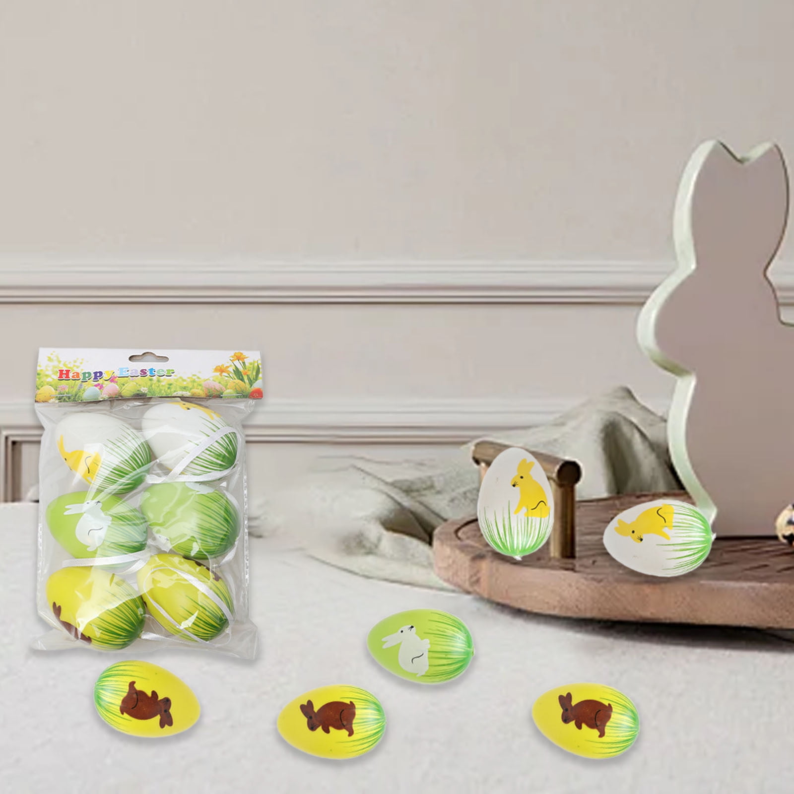 6 Pcs Easter Hanging Eggs Colorful Plastic Hanging Ornaments Easter ...