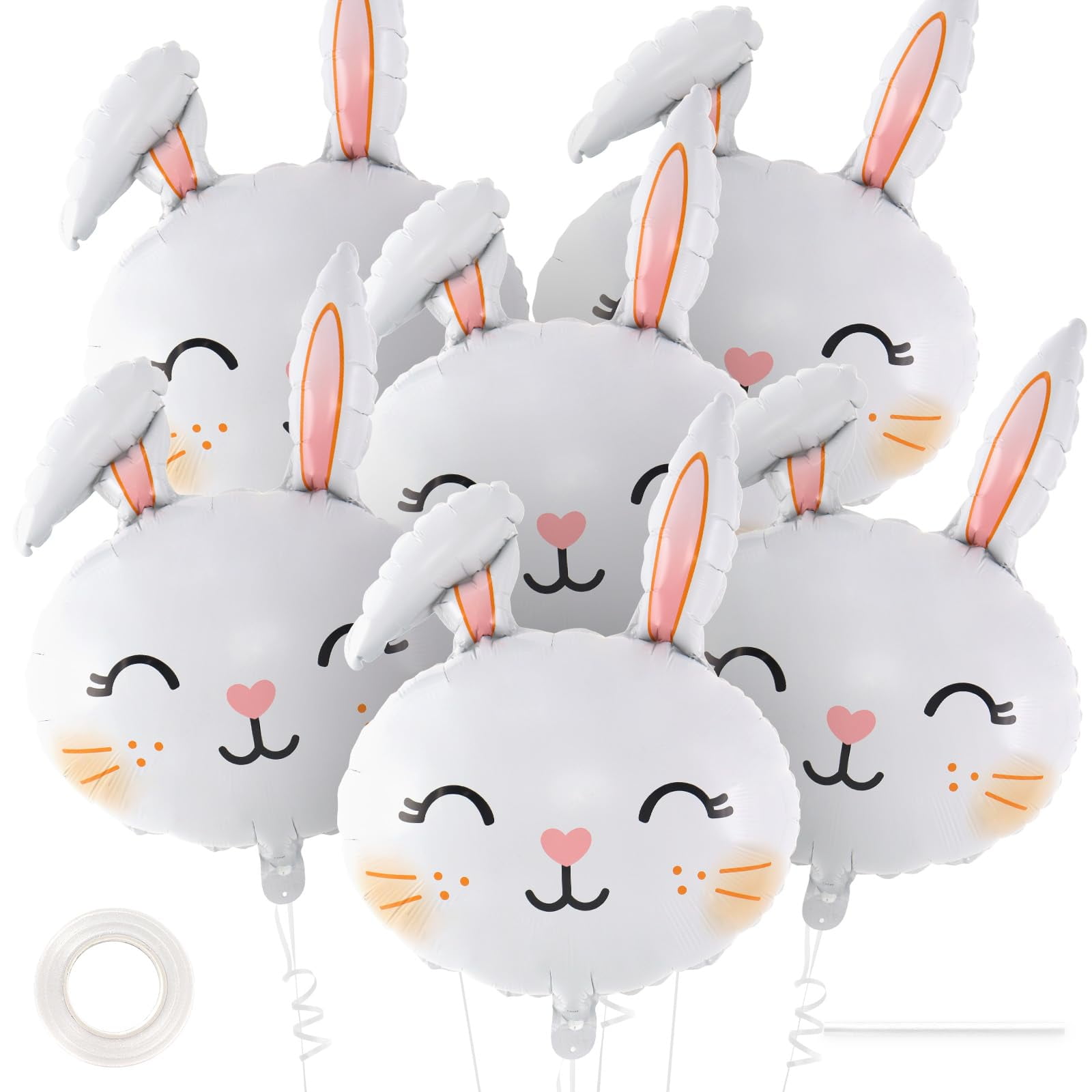 6 Pcs Easter Rabbit Balloons, Giant Bunny H2FSDBalloons Easter Foil ...