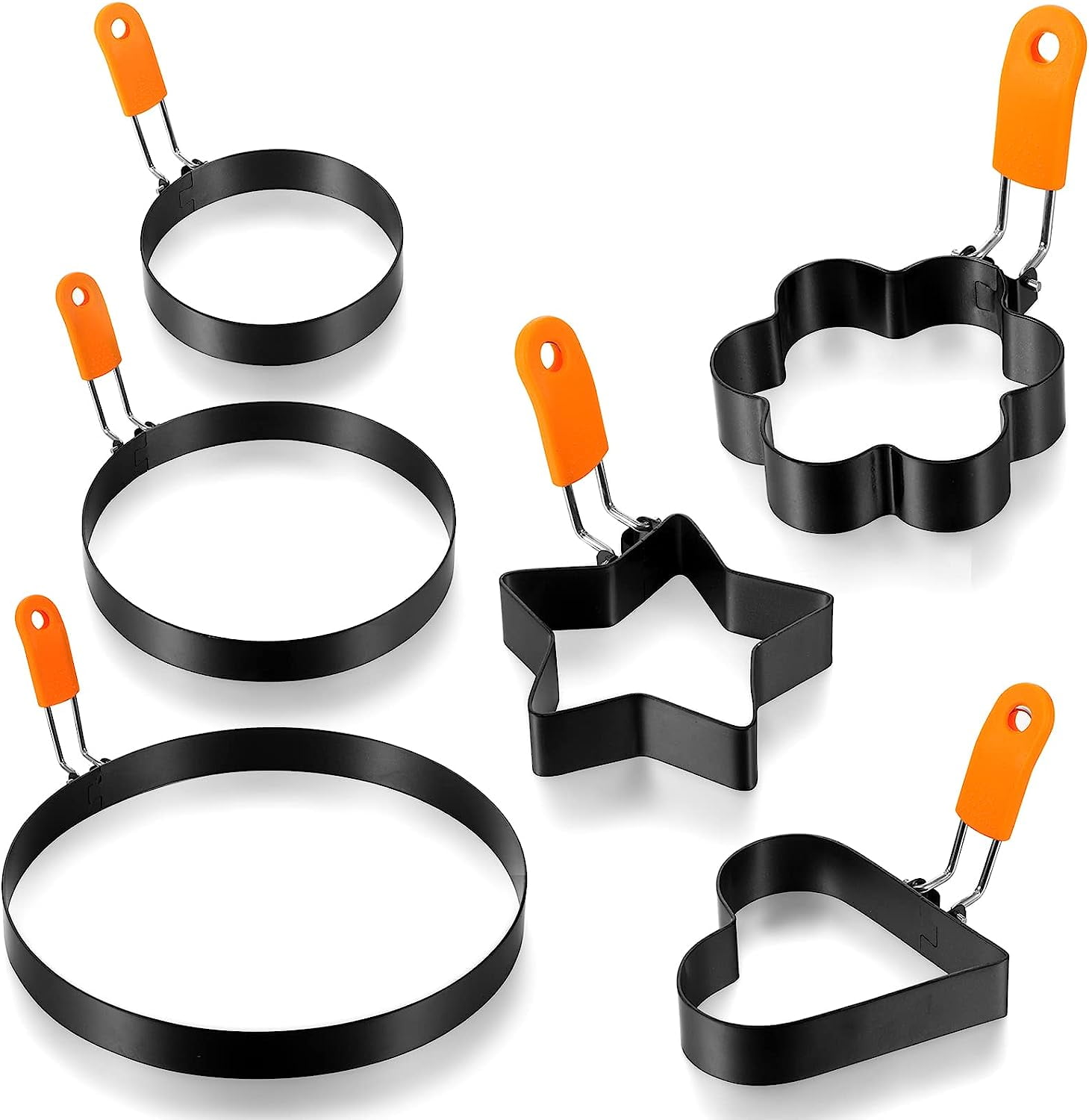 6 Pcs Egg Ring Pancake Ring Set Stainless Steel Fried Egg Ring Griddle ...