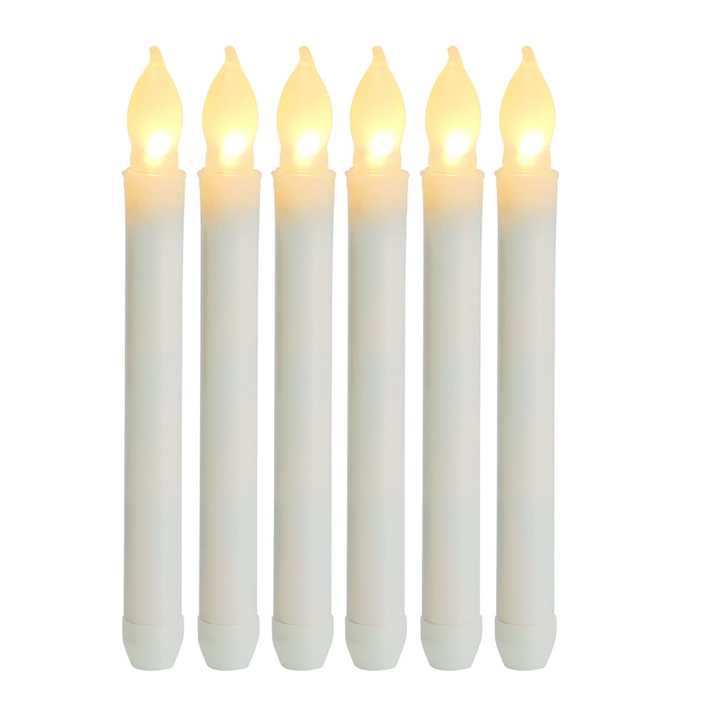 6 Pcs Electronic Candle Candlesticks LED Taper Battery Operated ...