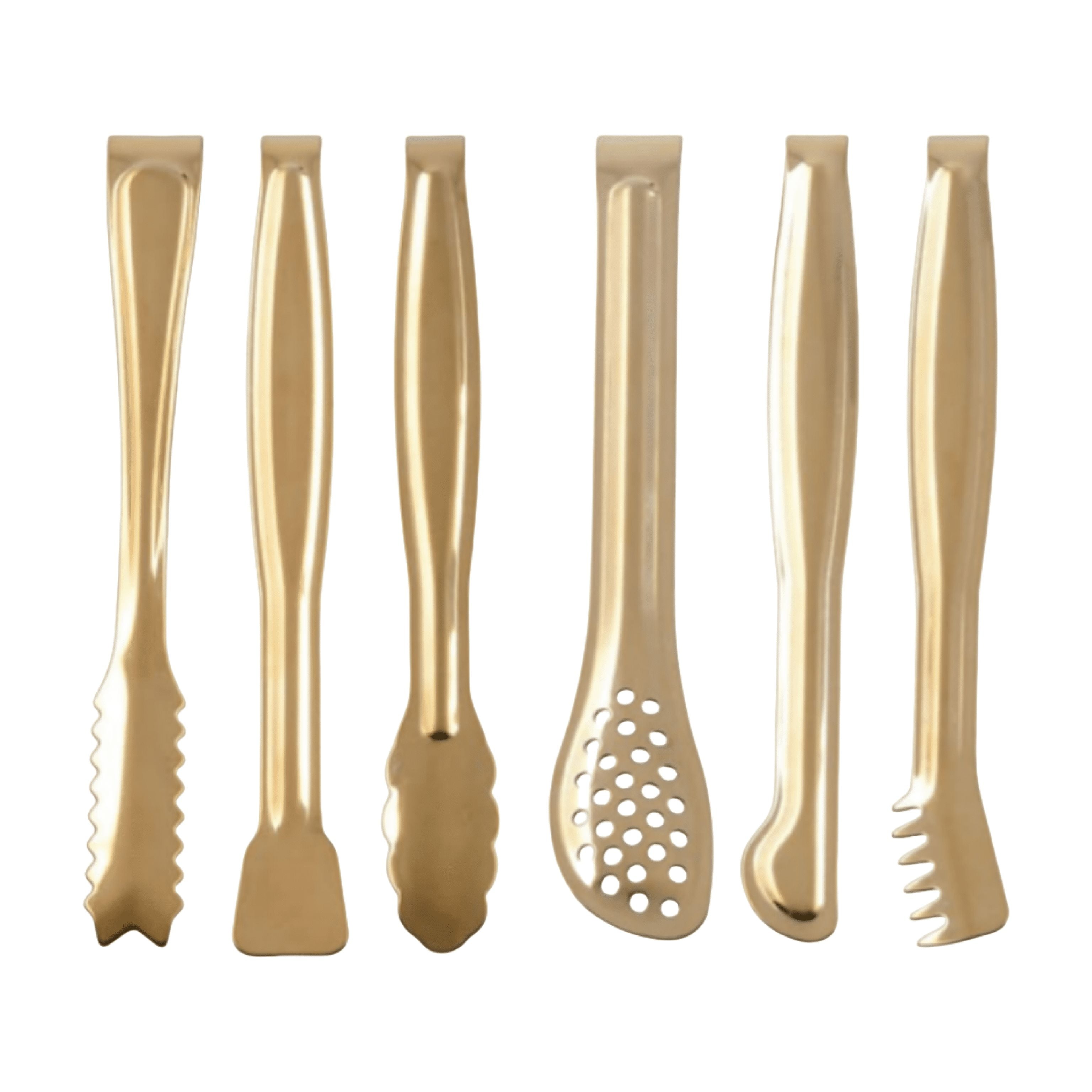 6 Pcs Elegant Gold Serving Tongs for Buffet - 6 Inch Stainless Steel ...