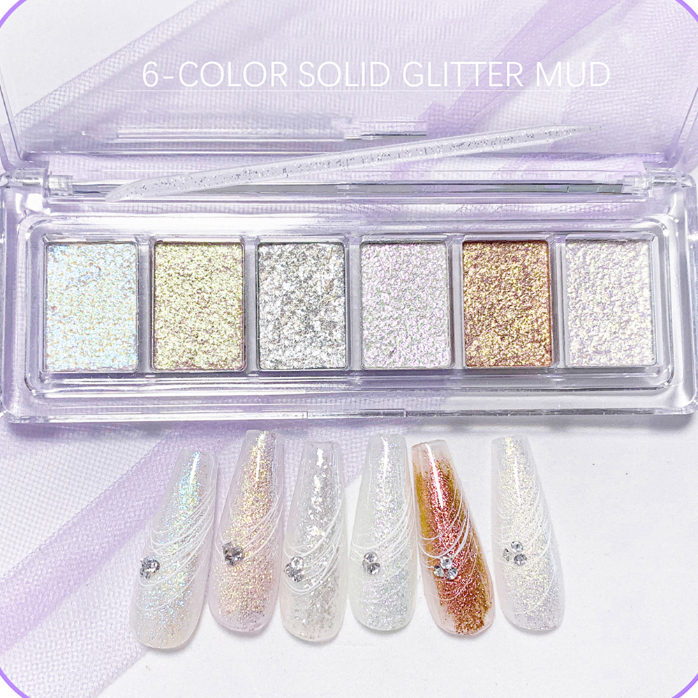 6 Pcs Elent r Chrome Effect Metallic Dt Holographic Glazed Manicure ...