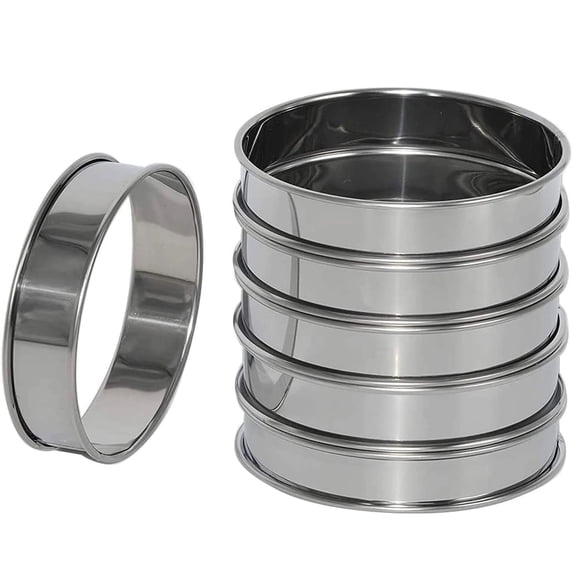 6 Pcs English Muffin Rings, Food-Grade Stainless Steel Crumpet Rings ...