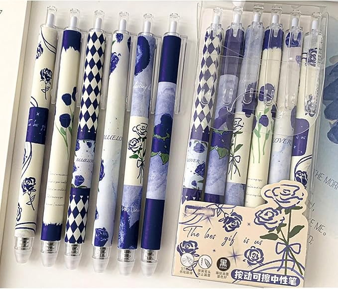 6 Pcs Erasable Gel Ink Pens Retractable Pens Cute Aesthetic Pens 0.5mm ...