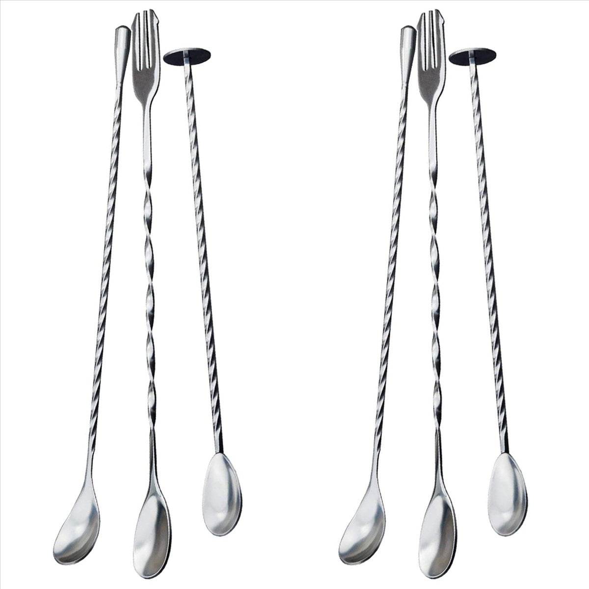 6 Pcs Extra Long Stainless Steel Mixing Spoons Spiral Pattern Bar ...