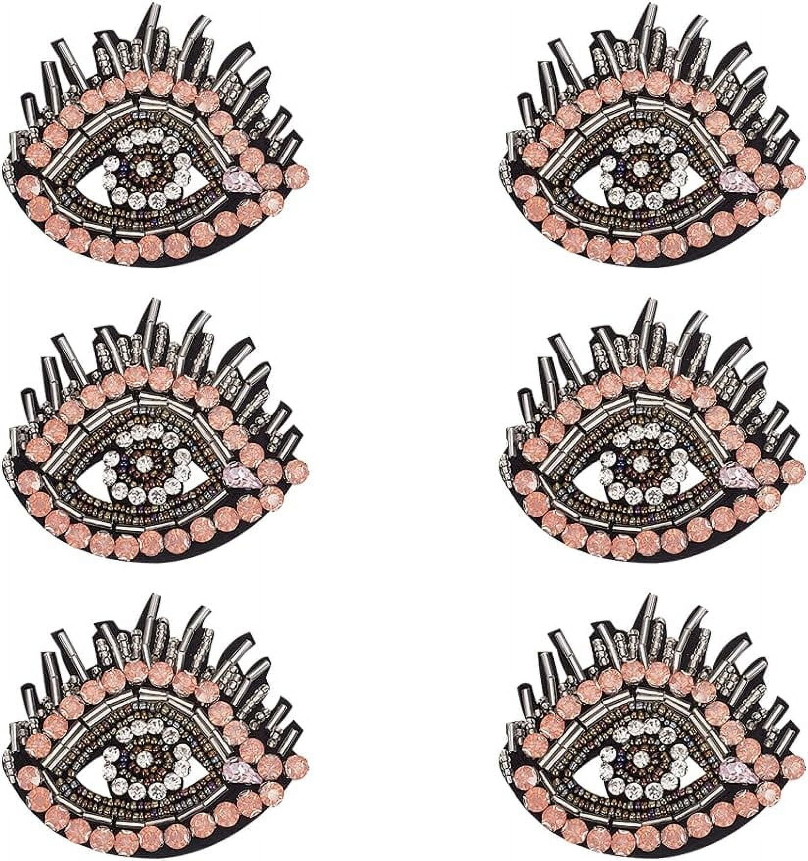 6 Pcs Eye Beaded Patches for Clothes Black Orange Evil Eye Sequined ...