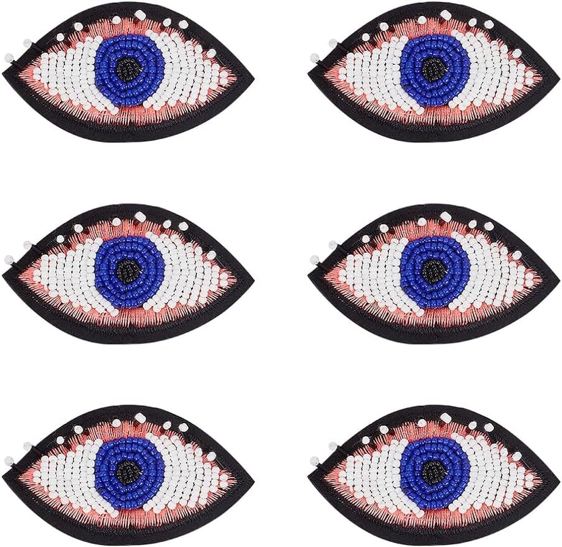 6 Pcs Eye Beaded Patches for Clothes Evil Eye Sequined Patch Without Eyelashes Sew on Rhinestone ...