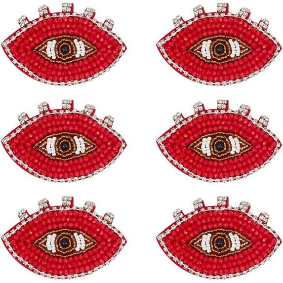 6 Pcs Eye Beaded Patches for Clothes Red Sequined Patch Sew on ...