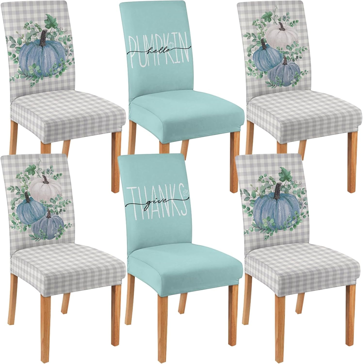 6 Pcs Fall Chair Covers for Dining Room, Thanksgiving Stretch Removable ...