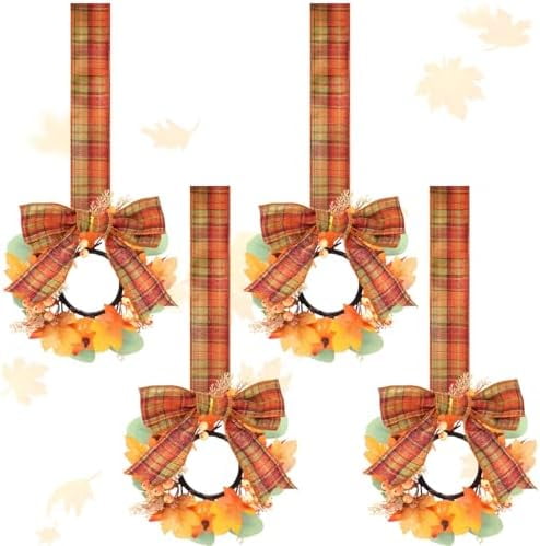 6 Pcs Fall Kitchen Cabinets Wreaths with Ribbons, 10.2 Inch Mini ...