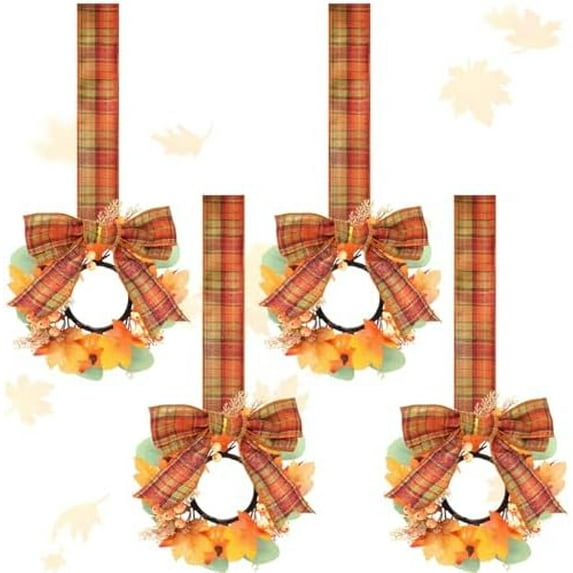 6 Pcs Fall Kitchen Cabinets Wreaths with Ribbons, 10.2 Inch Mini ...