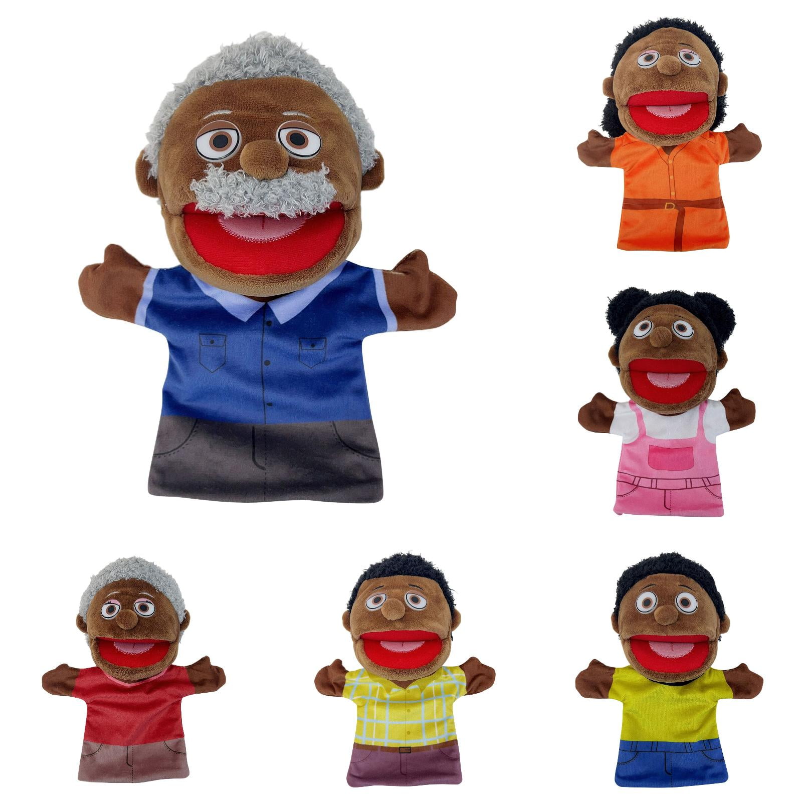 6 Pcs Family Hand Puppets 12 Inch Grandparents, Mom & Dad, Brother ...
