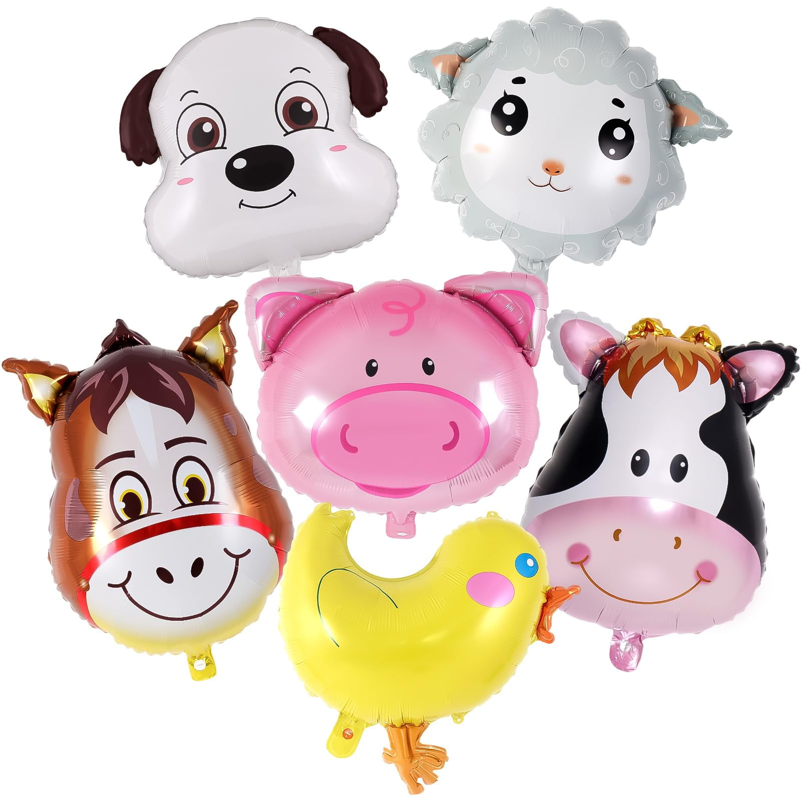 6 Pcs Farm Animal Balloons, Foil Balloons, Cartoon Balloons Kits for ...