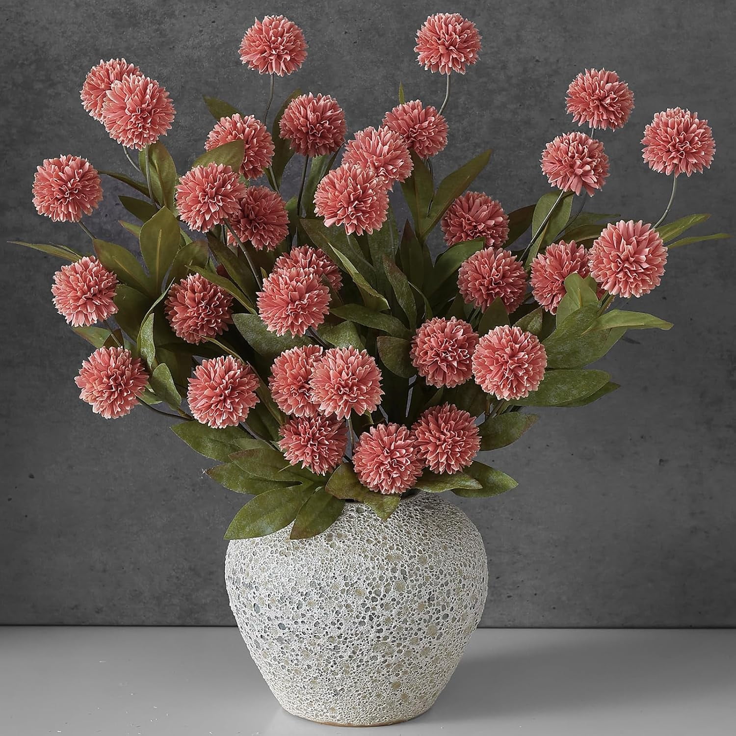 6 Pcs Faux Silk Pompon Mum Artificial Flowers for Vase -27", Bulk Fake ...
