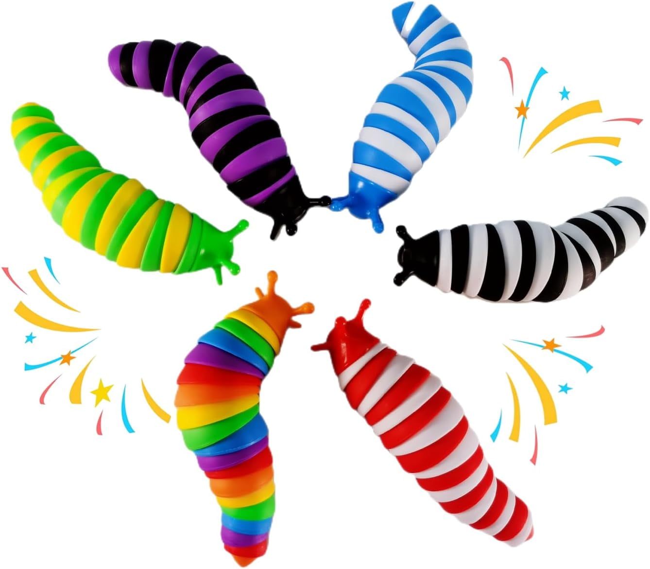 6 Pcs Fidget Toys, 7.2 inch Fidget Slugs Toy, Sensory Slug Fidget Toy ...