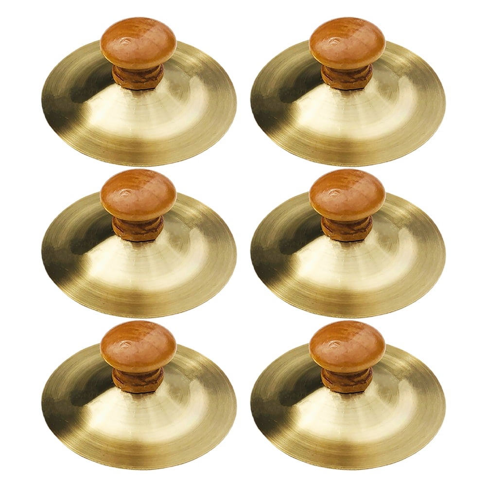 6 Pcs Finger Cymbals With Wooden Handles Metal Band Cymbals Mini ...