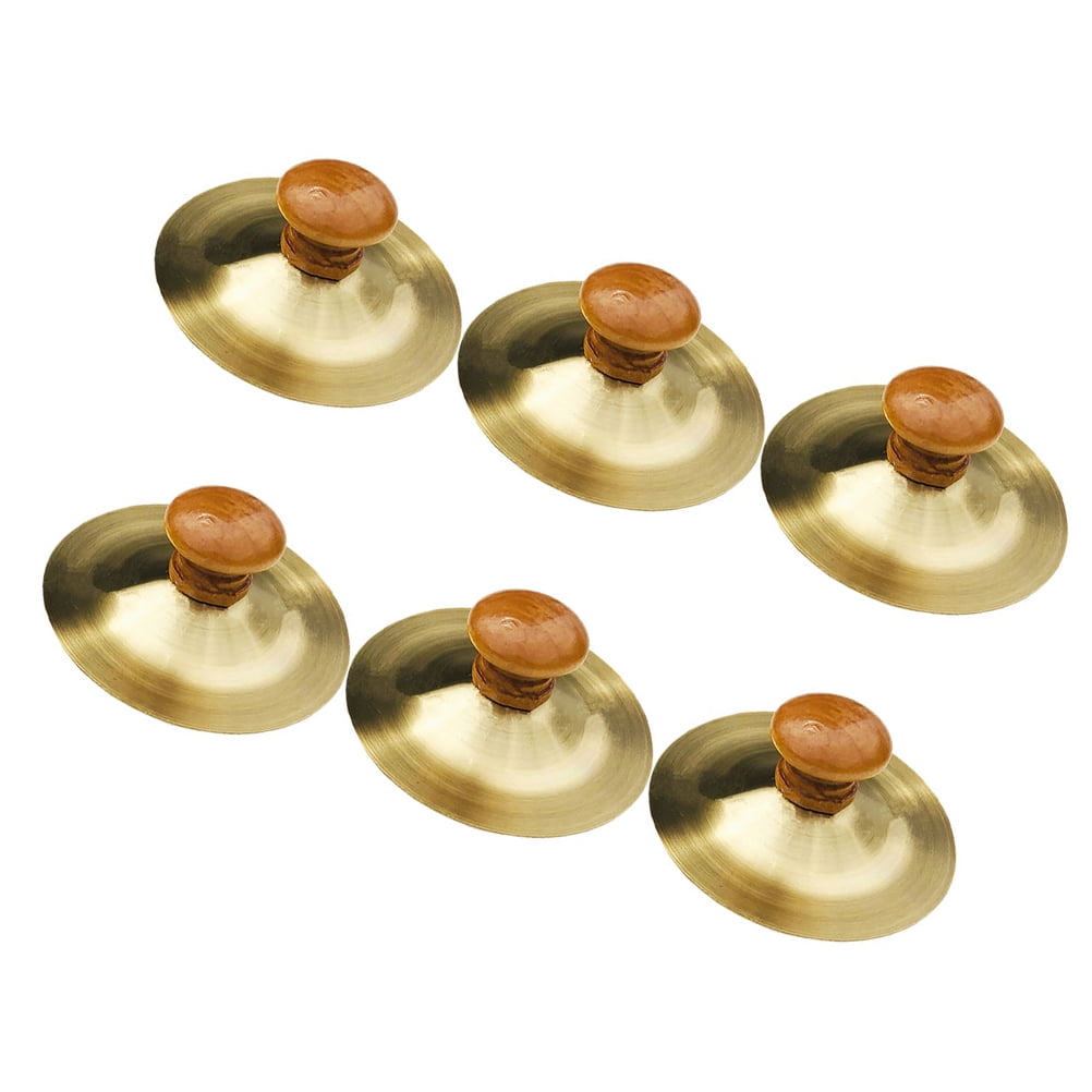 6 Pcs Finger Cymbals With Wooden Handles Mini Belly Dancing Cymbals ...