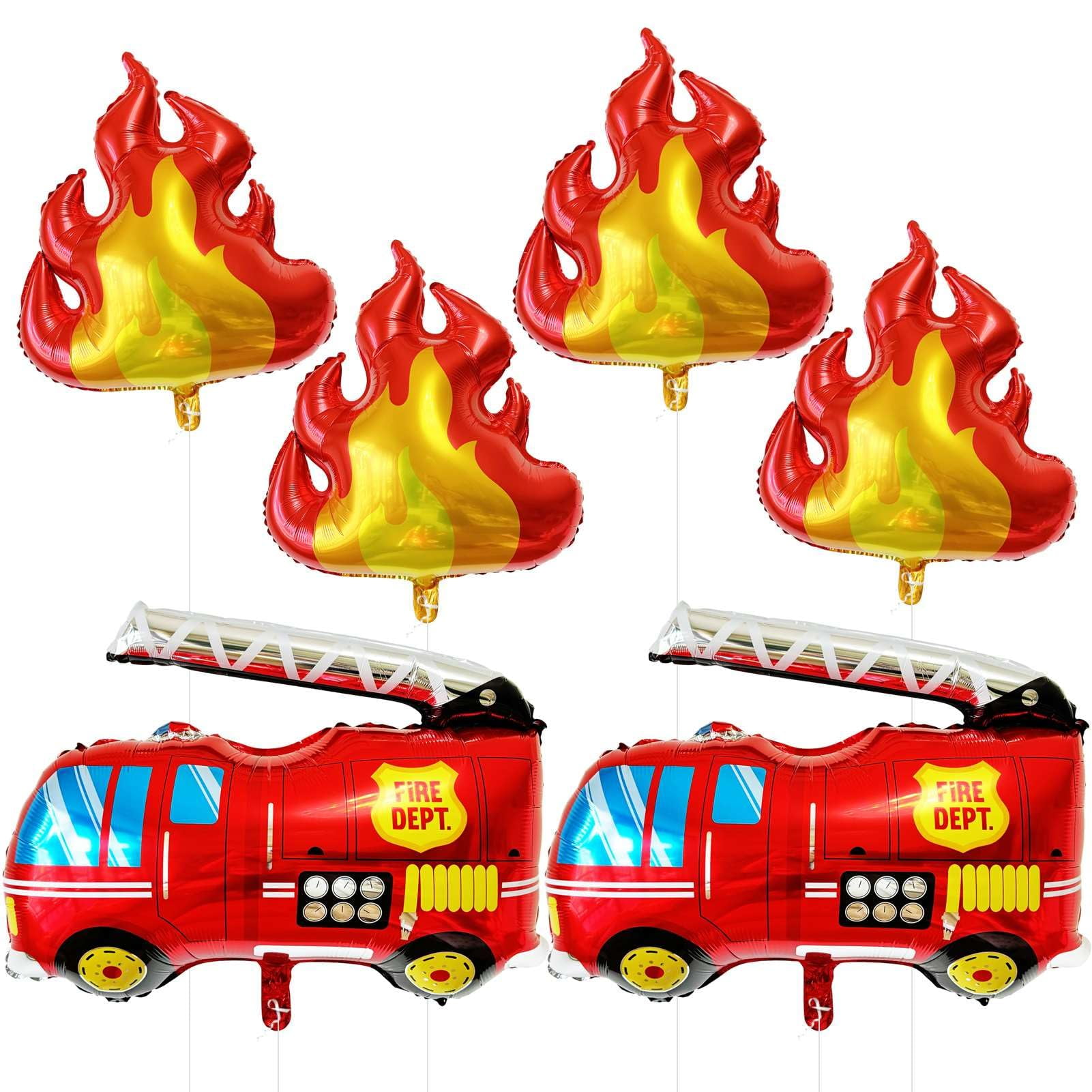 6 Pcs Fire Truck Balloons for Firefighter Party Favors - Firefighting ...