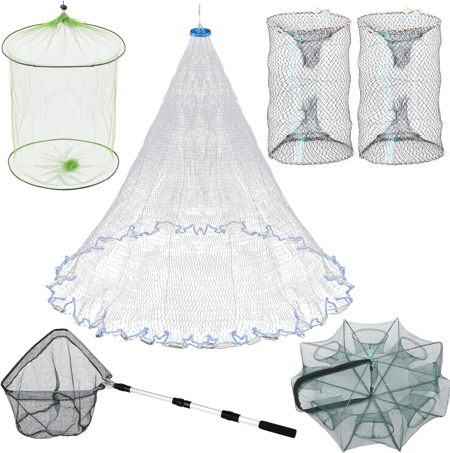 6 Pcs Fishing Net Trap Portable Folded, Crab Trap Minnow Trap, Fishing ...