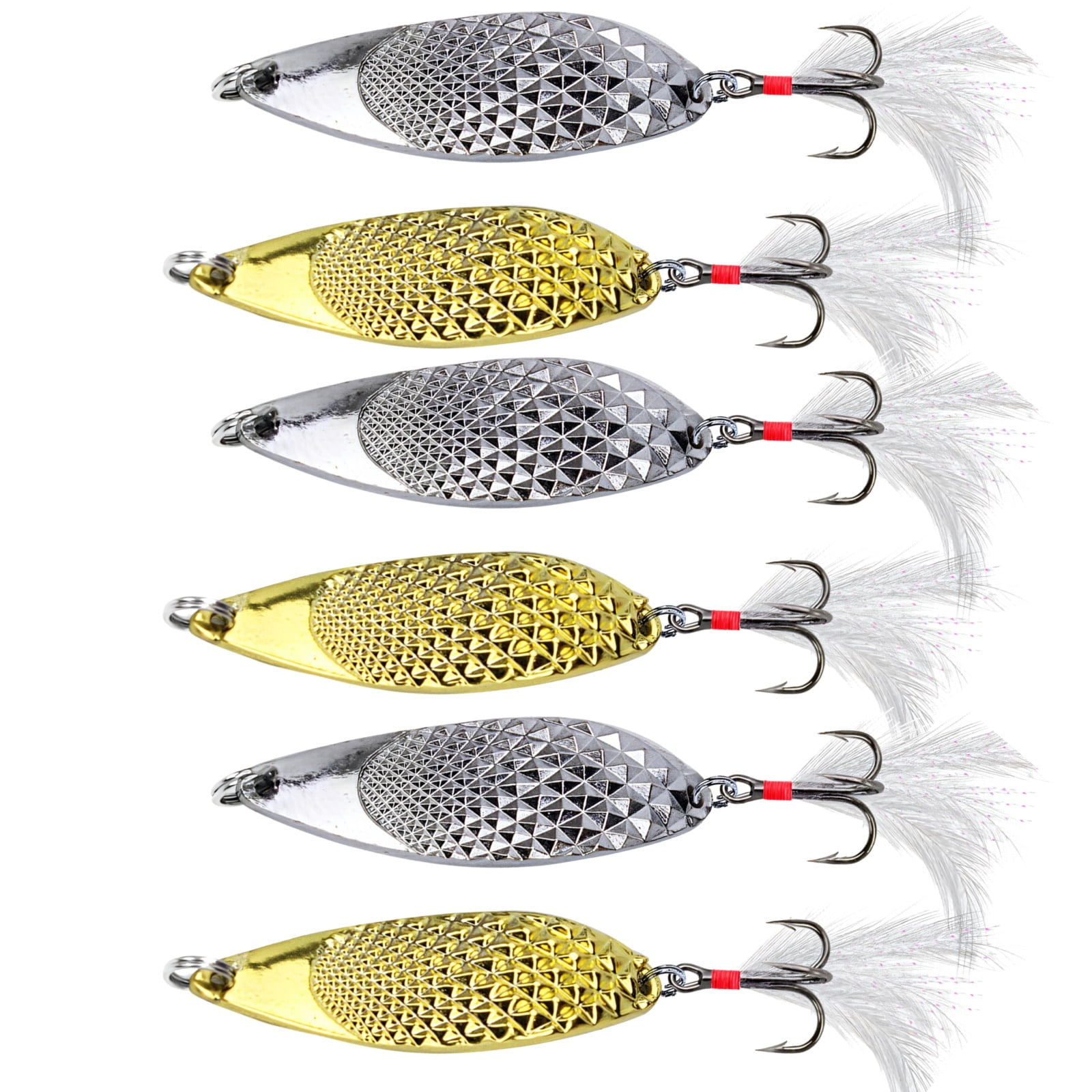 6 Pcs Fishing Spoons Lures, Metal Spoon Lures for Freshwater and ...