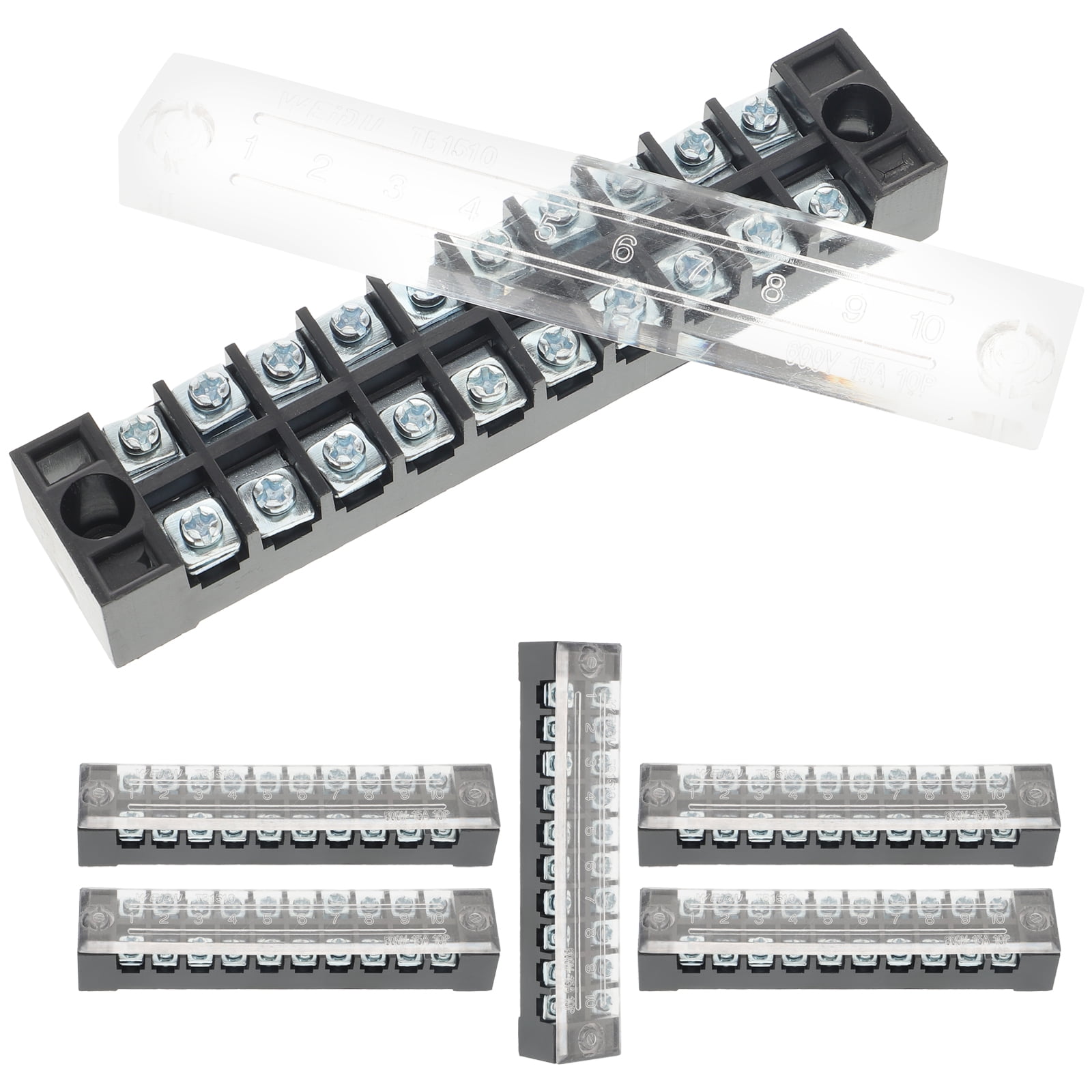 6 Pcs Fixed Terminal Block Wire Connector 15A 10-position Board ...