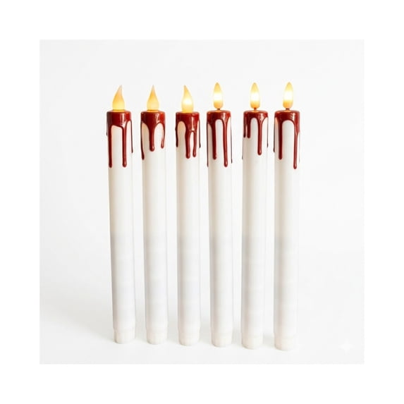 6 Pcs Flameless Taper Candles, 3D Flickering Effect Blood Dripping & 10 ...