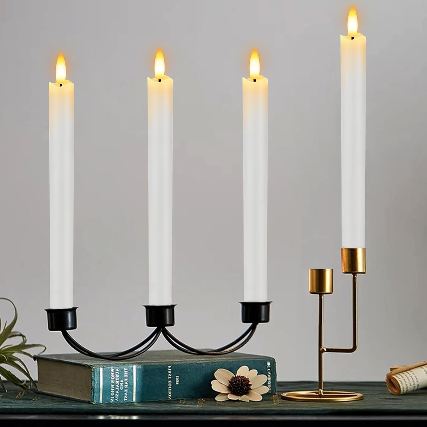 6 Pcs Flameless Taper Candles with Remote & Timer 9.6 inch Real Wax ...