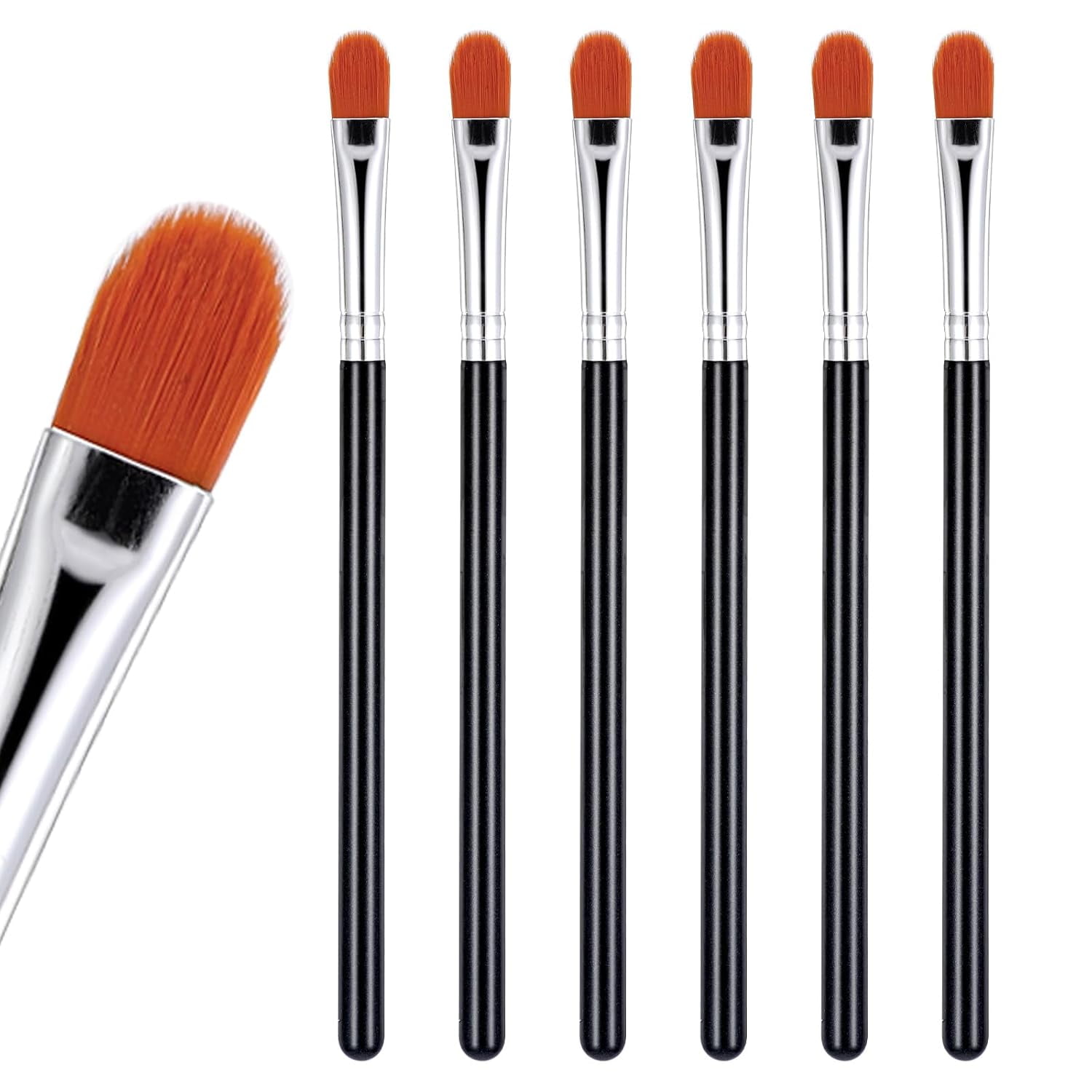 6 Pcs Flat Eye Shadow Primer Applicator Brush for Blending Concealer ...