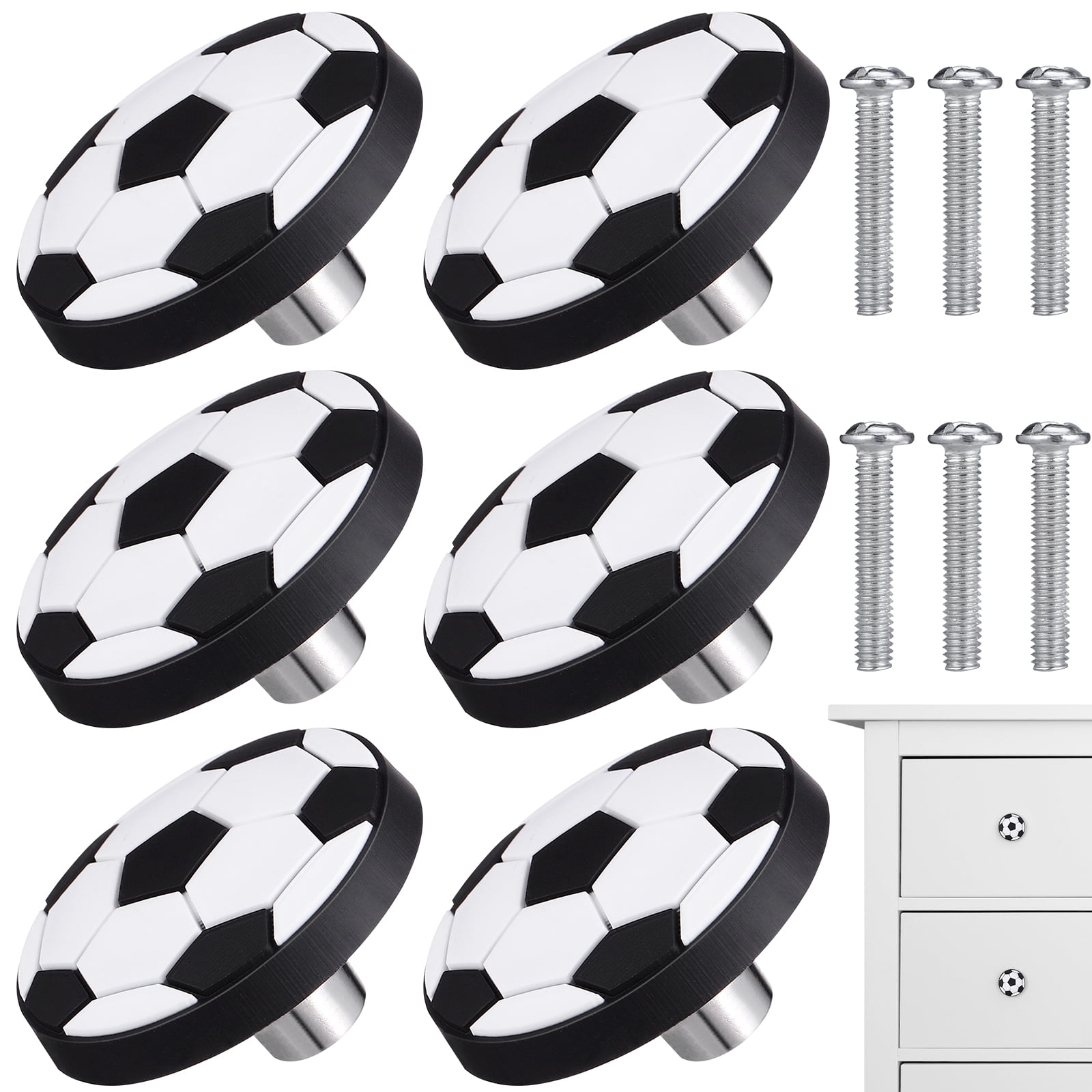 Set of 6 Flat Football-Shaped Drawer Knobs, Stylish Kitchen Cabinet ...
