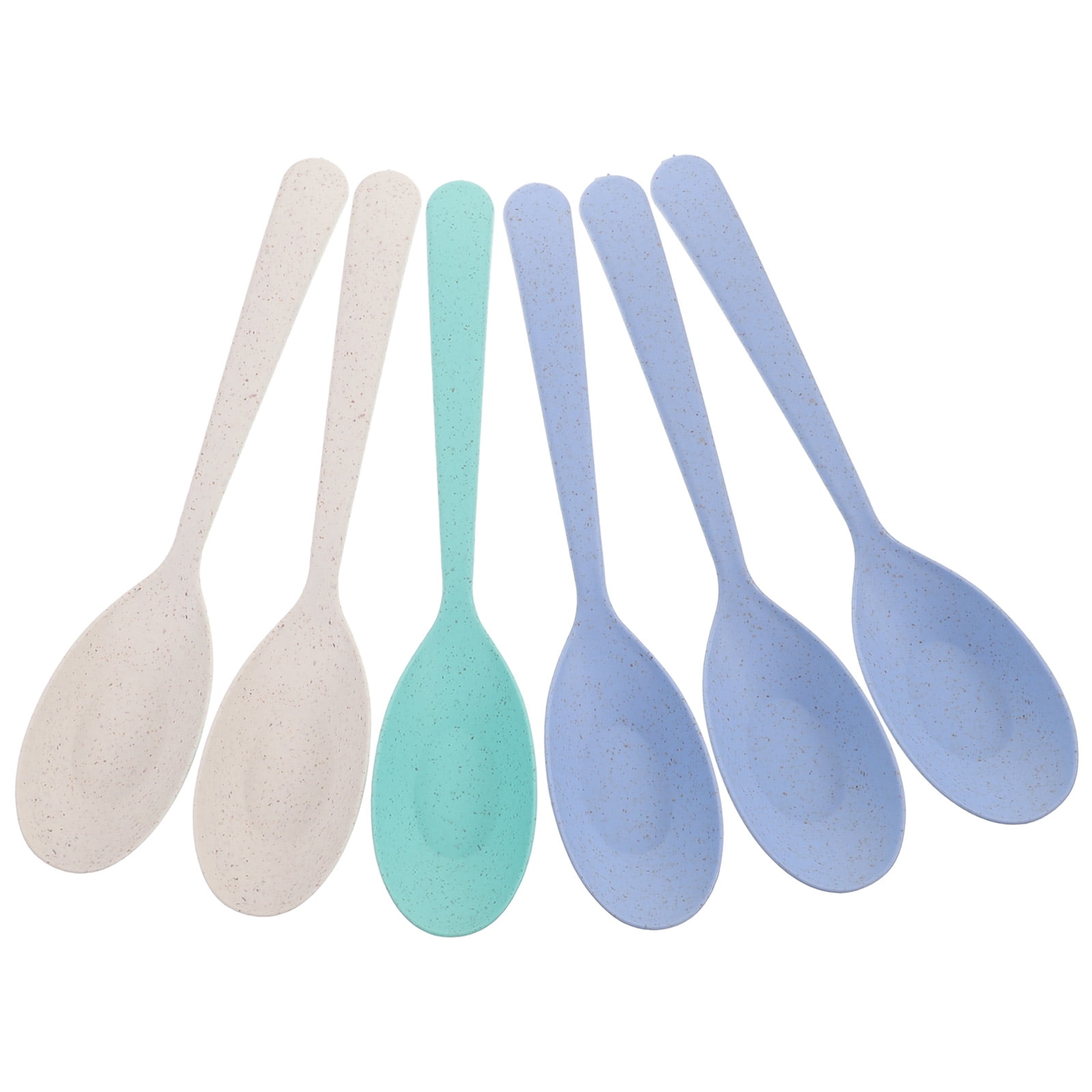 6 Pcs Flatware Soup Spoons Wheat Straw Spoon Deep Spoons Spoons Plastic ...