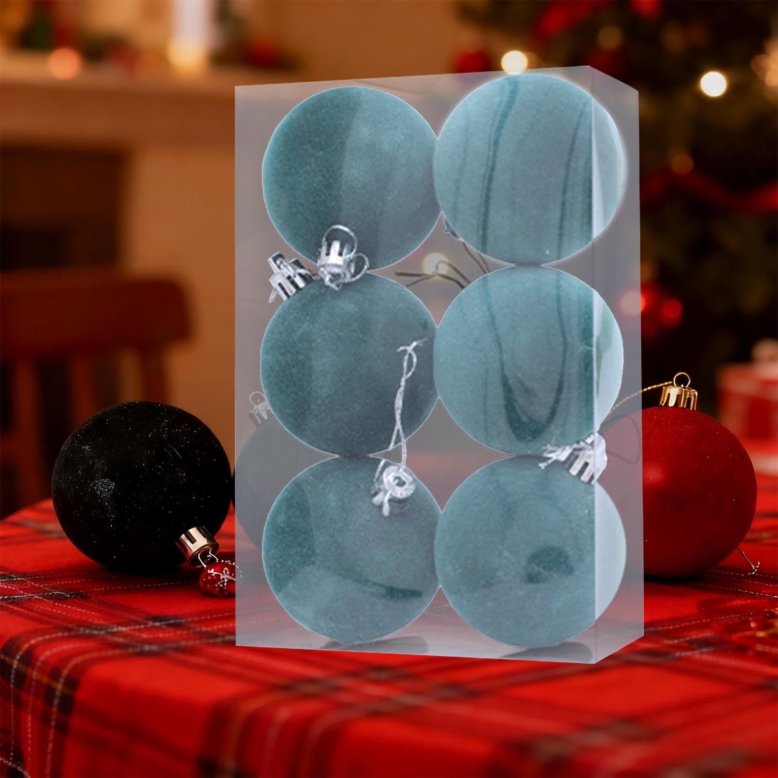 6 Pcs Flocked Velvet Christmas Ornaments, 2.4 Inch Brown Plastic Balls ...