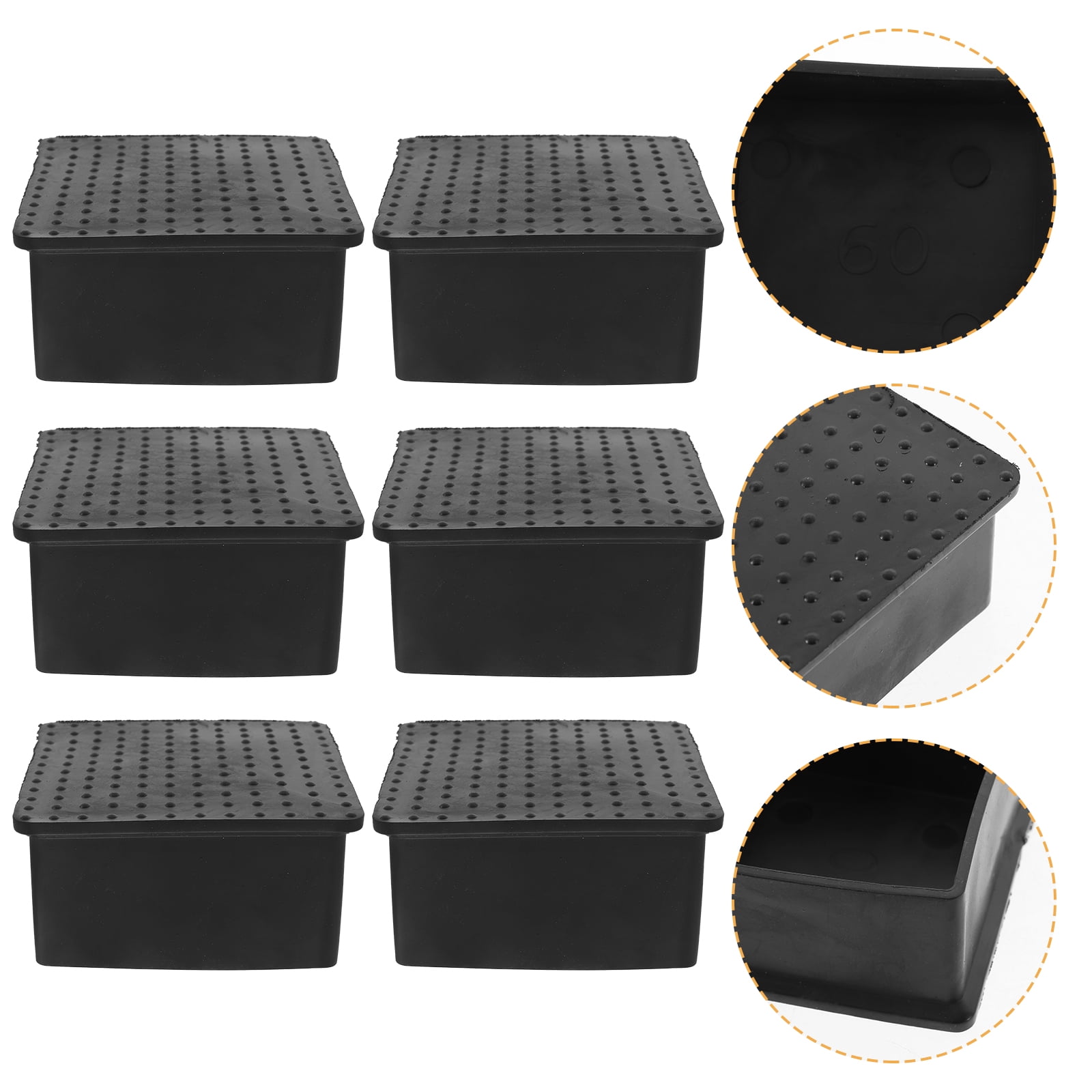 6 Pcs Floor Square Tube Cap Column Foot Black 6pcs - Walmart.com