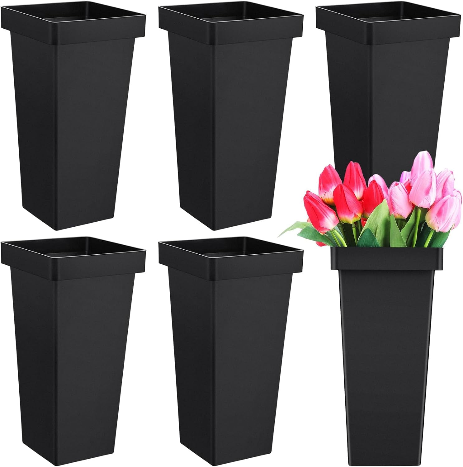 6 Pcs Flower Buckets 13.4 Inch Plastic Floral Bucket for Cut Flowers ...