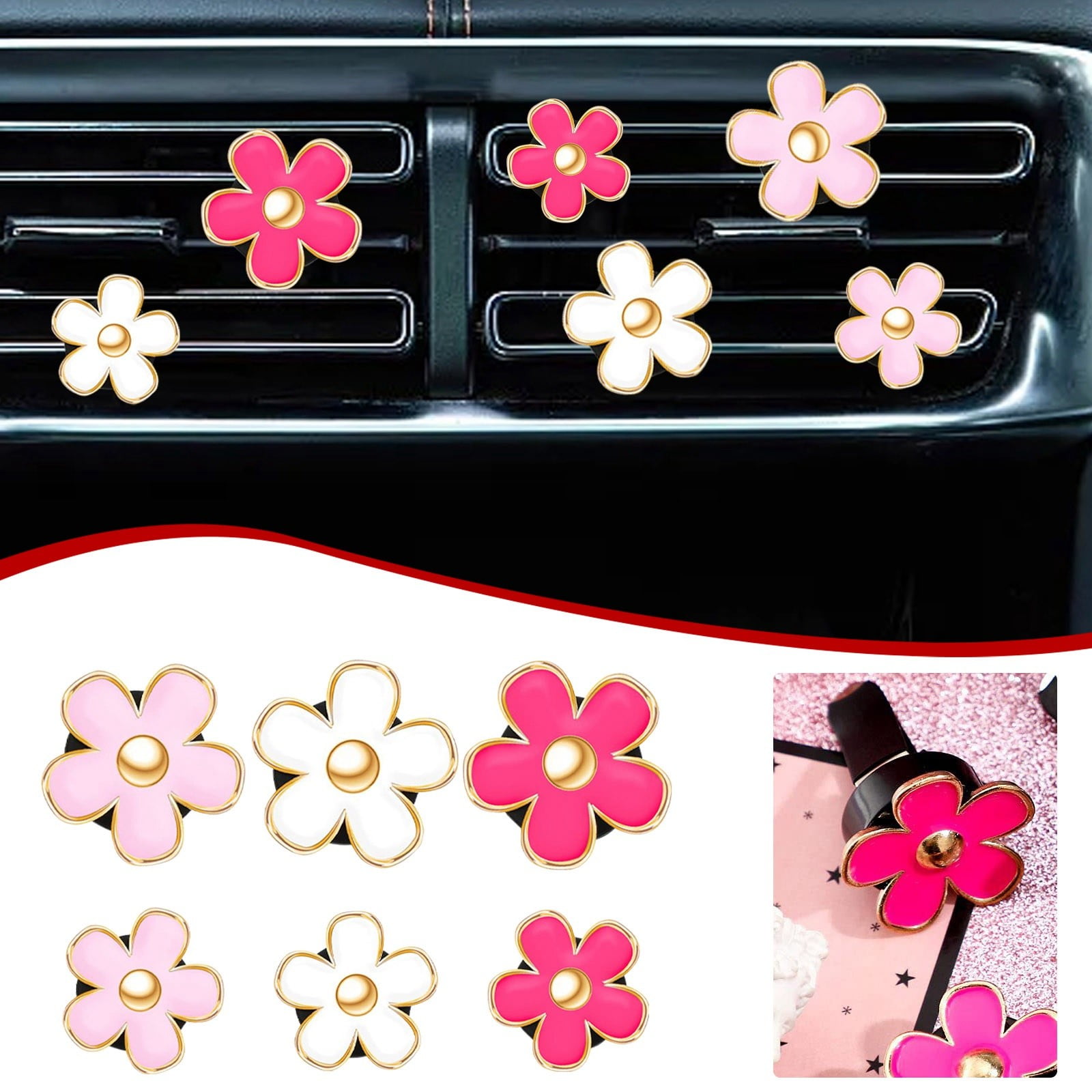 6 Pcs Flower Car Clips Decorative Air Conditioning Vent Charms for ...