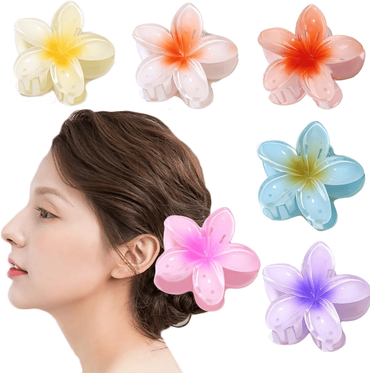 6 Pcs Flower Hair Clips, Non Slip Flower Claw Clips Strong Hold Hair ...