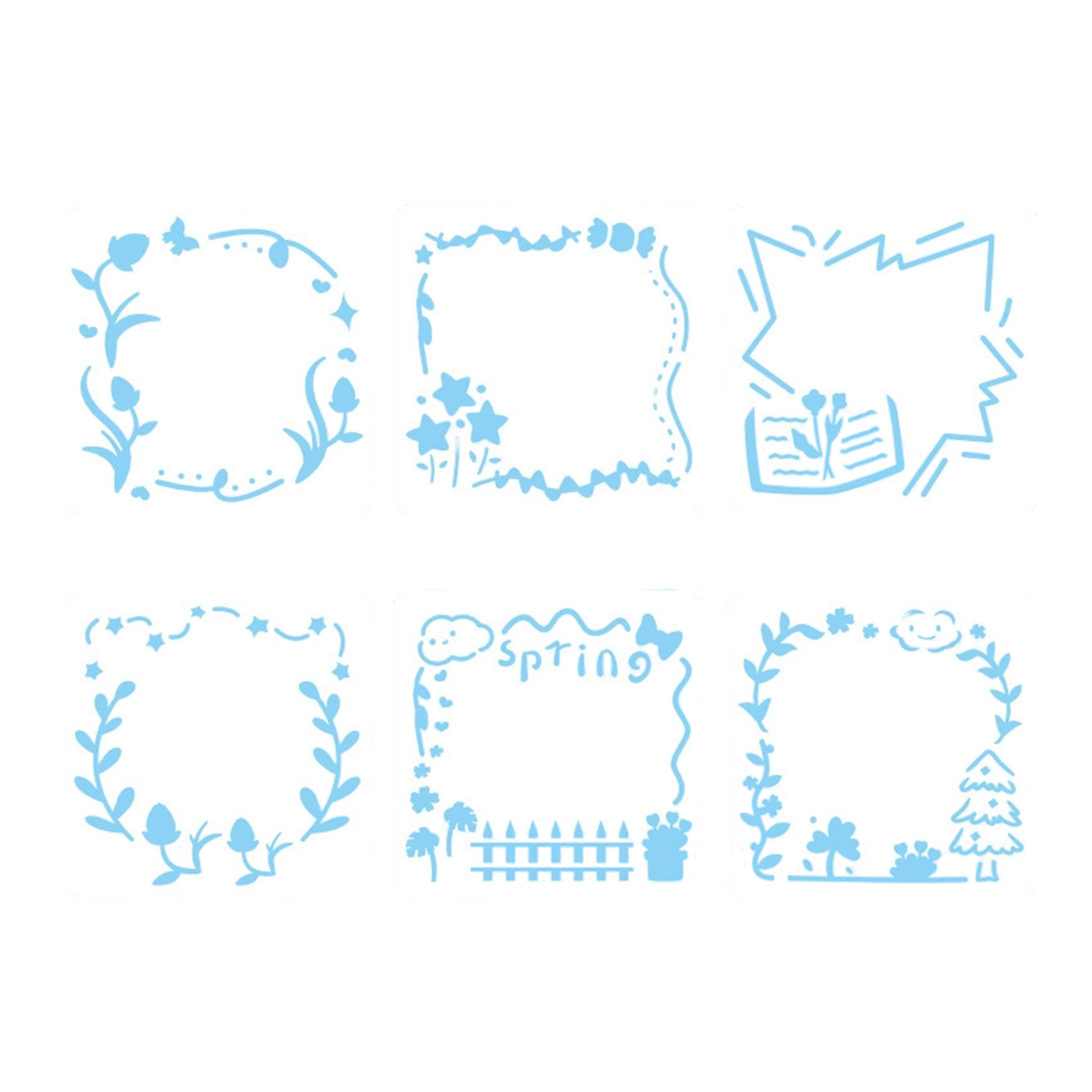 6 Pcs Flower Stencils for Painting on Wall Scrapbooking Crafts Floral ...
